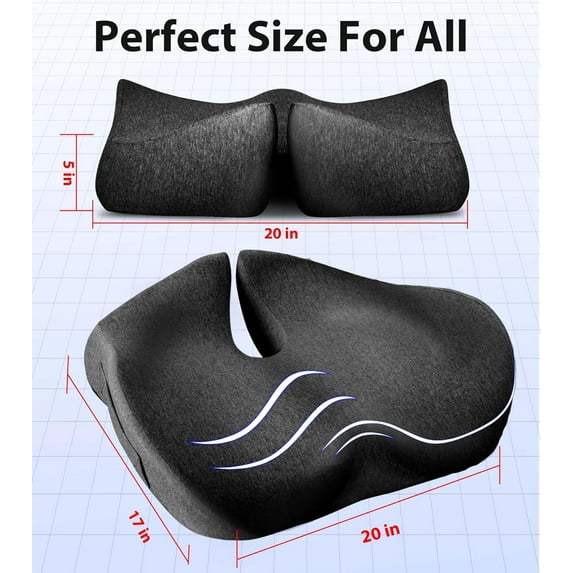 Seat Cushion, Memory Foam Pressure Relief Coccyx Cushion for Tailbone ...