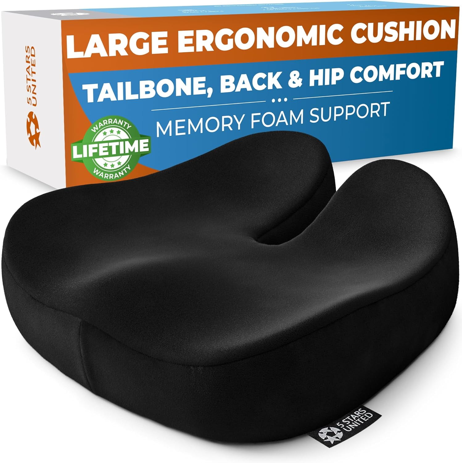 Seat Cushion for Tailbone Pain Relief – Large Memory Foam Cushion for ...