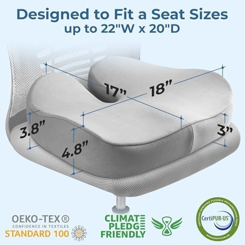 Seat Cushion for Tailbone Pain Relief – Large Memory Foam Cushion for ...