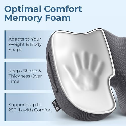 Seat Cushion for Tailbone Pain Relief – Large Memory Foam Lifting ...
