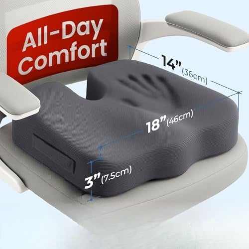 Seat Cushion for Tailbone Pain Relief – Memory Foam Cushion for Coccyx ...