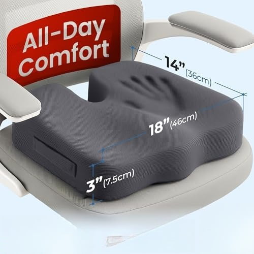 Seat Cushion for Tailbone Pain Relief – Memory Foam Cushion for Coccyx ...