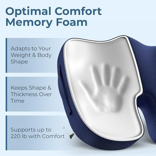 Seat Cushion for Tailbone Pain Relief – Memory Foam Cushion for Coccyx ...