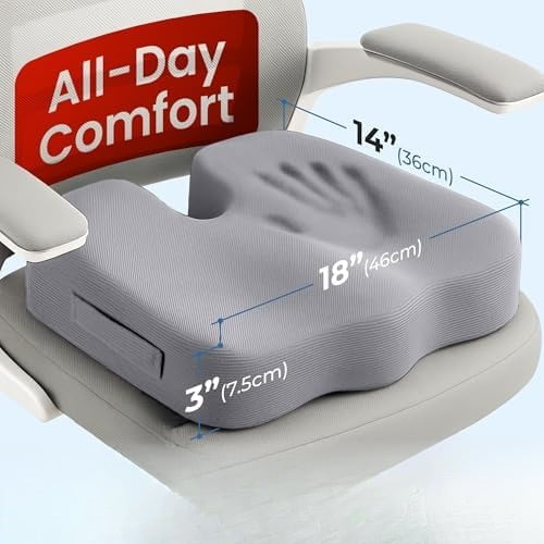 Seat Cushion for Tailbone Pain Relief – Memory Foam Cushion for Coccyx ...