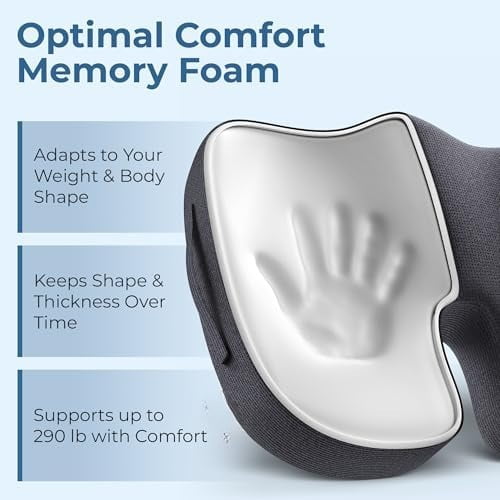 Seat Cushion for Tailbone Pain Relief – Memory Foam Cushion for Coccyx ...