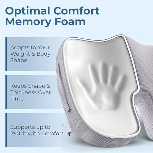 Seat Cushion for Tailbone Pain Relief – Memory Foam Cushion for Coccyx ...