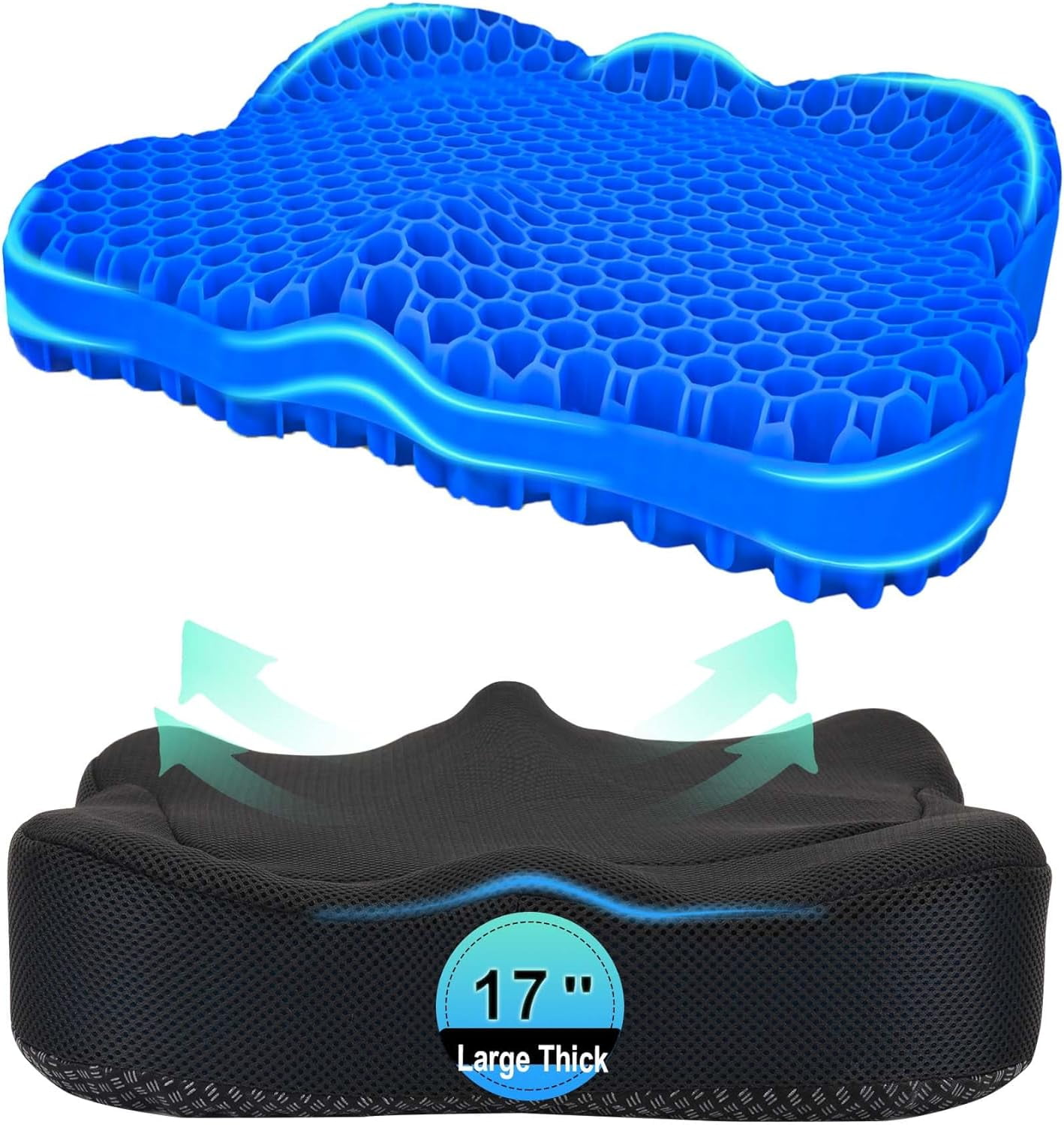 Seat Cushion, Thickened Gel Seat Cushion for Long Sitting– Back Pain ...