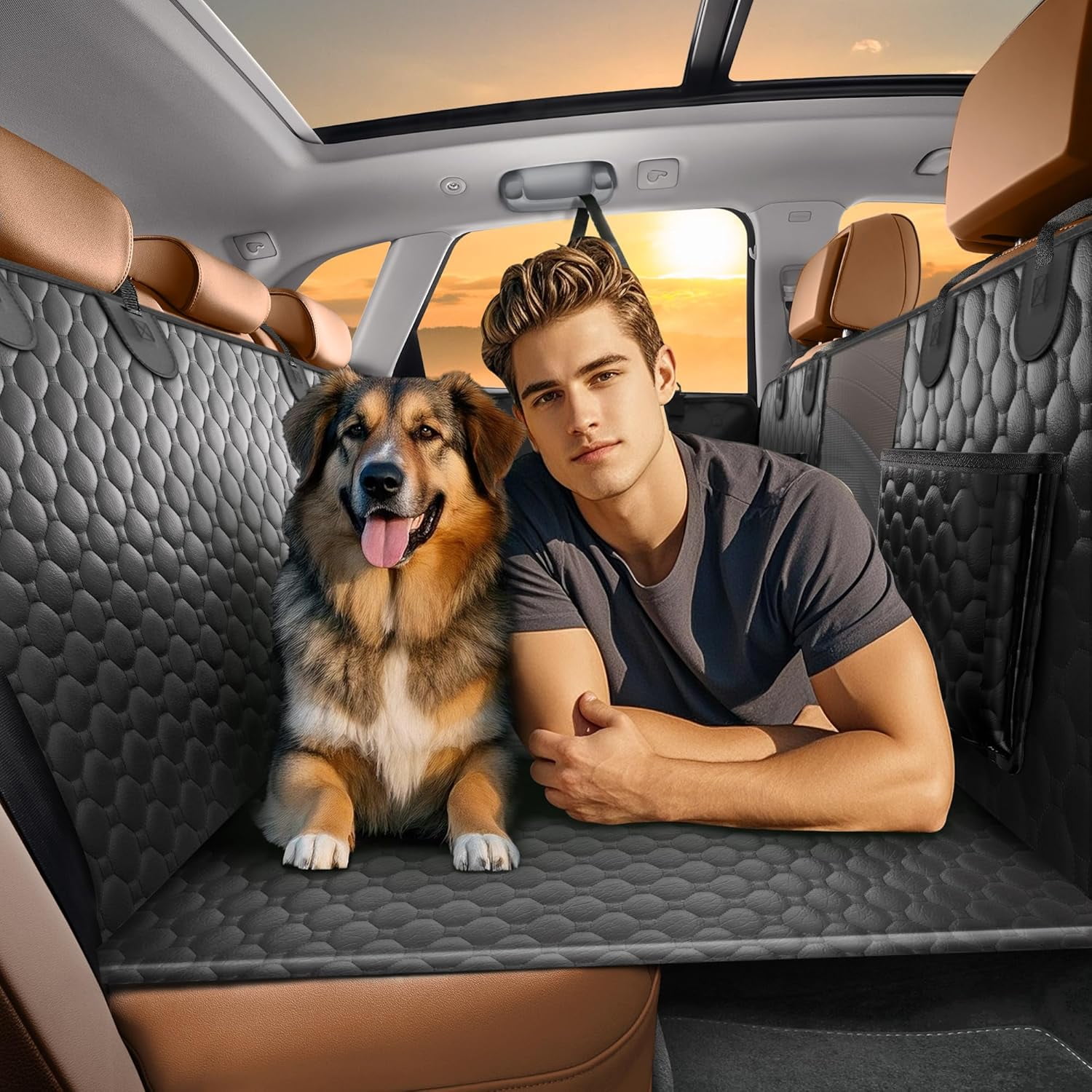 Seat Extender for Dogs Holds 400lbs, PU Leather Hard Bottom Seat Cover ...
