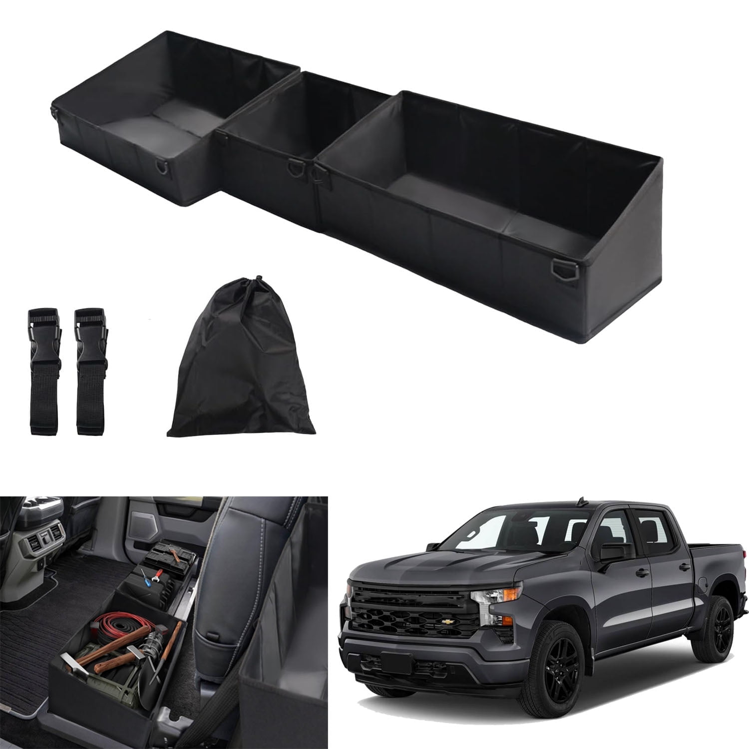 Under Seat Storage Box for 2019-2023 Chevy Silverado 1500/GMC Sierra ...