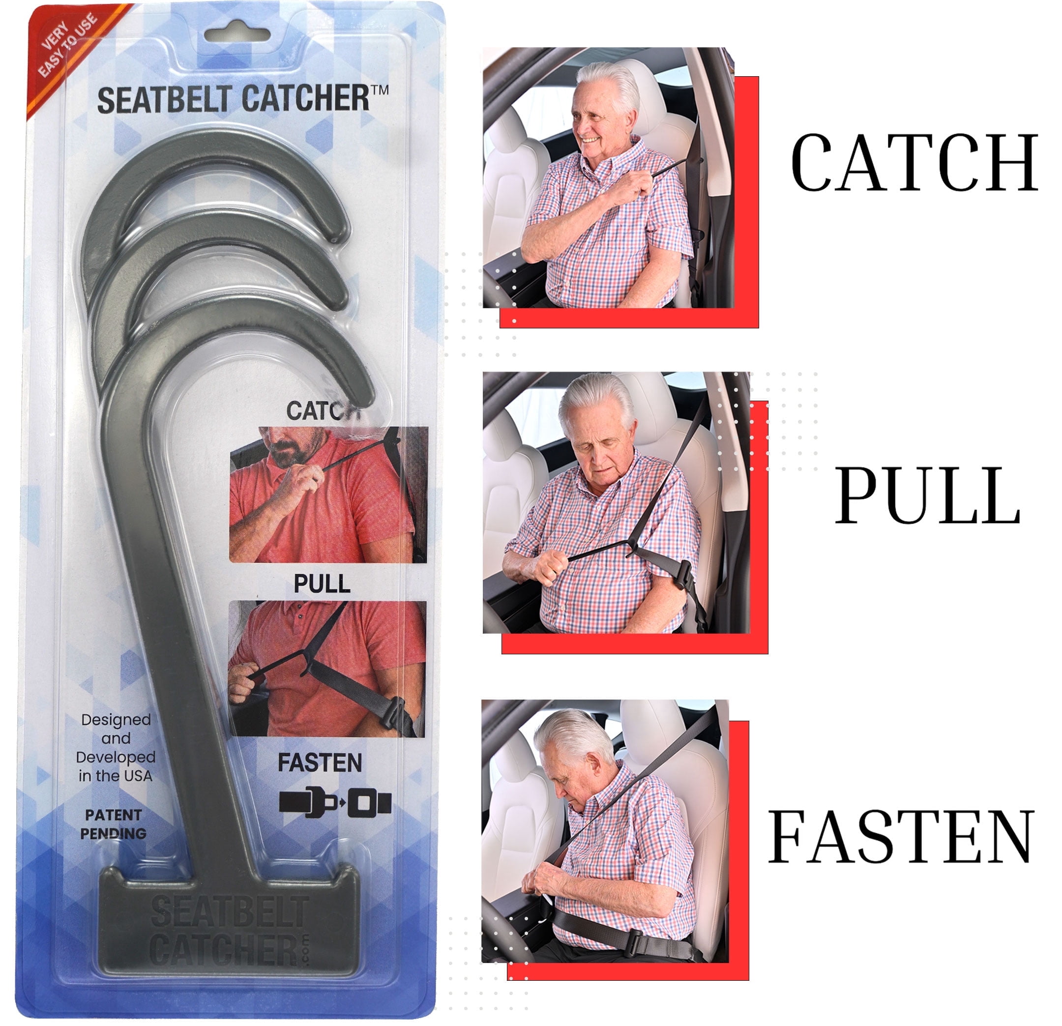 Seatbelt Catcher - 3 Pack Seat Belt Reaching Handle Aid for Elderly and ...