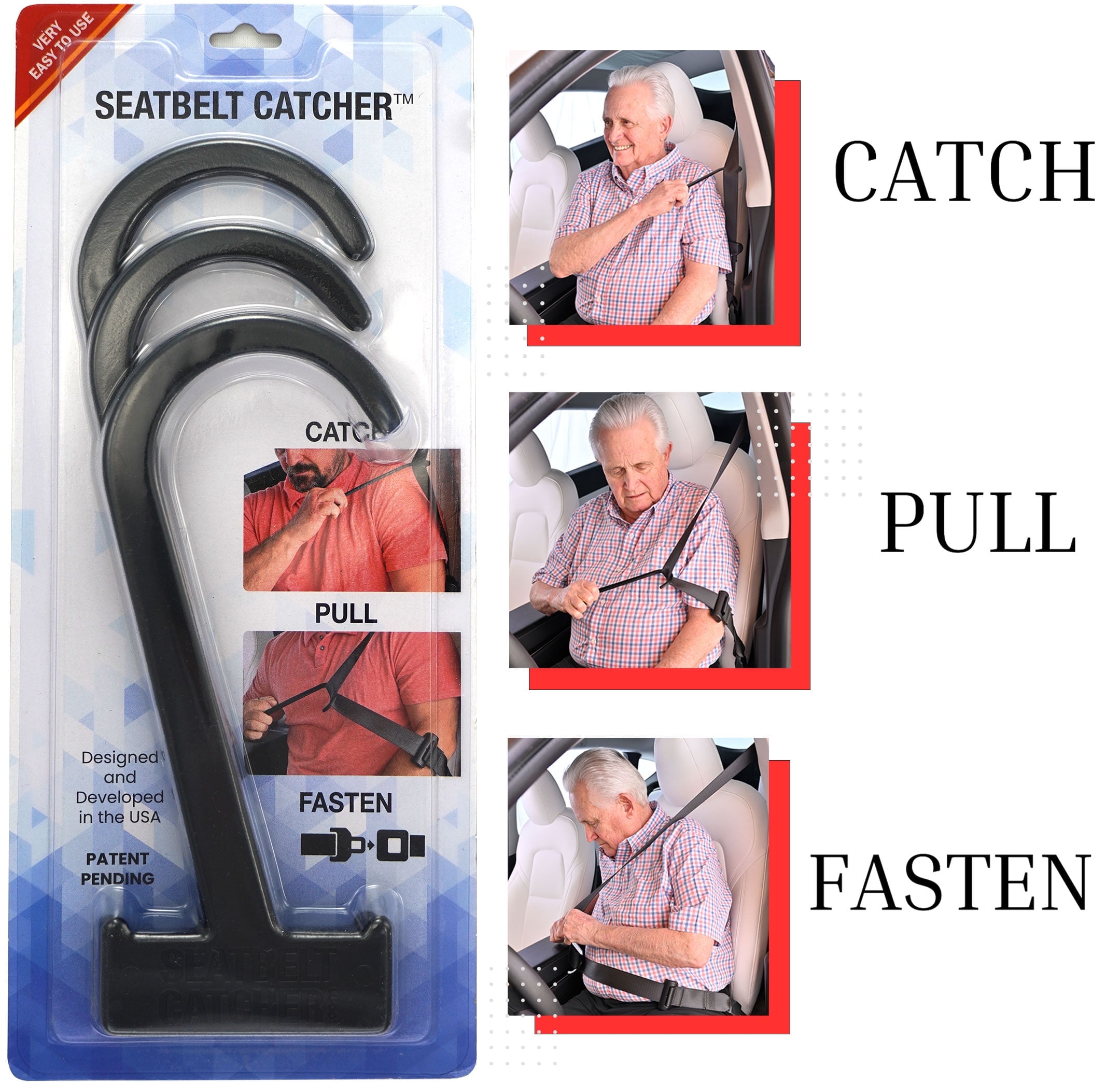 Seatbelt Catcher - 3 Pack Seat Belt Reaching Handle Aid for Elderly and ...