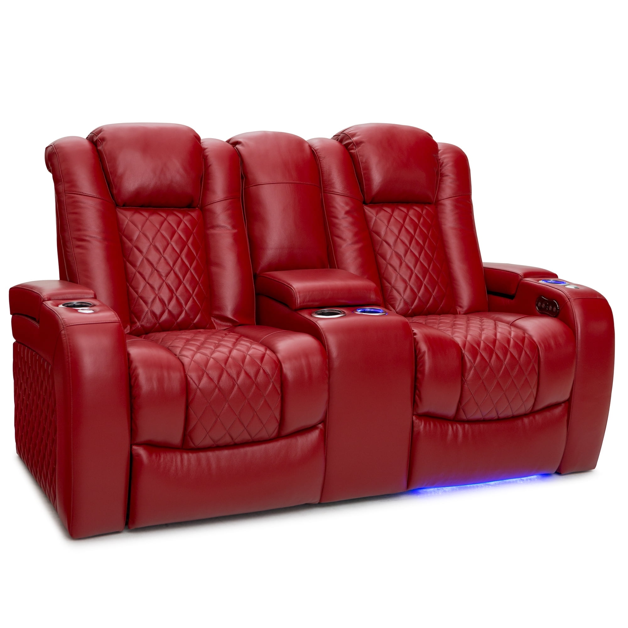Seatcraft Anthem Home Theater Leather Loveseat Power Reclining 2-Row ...