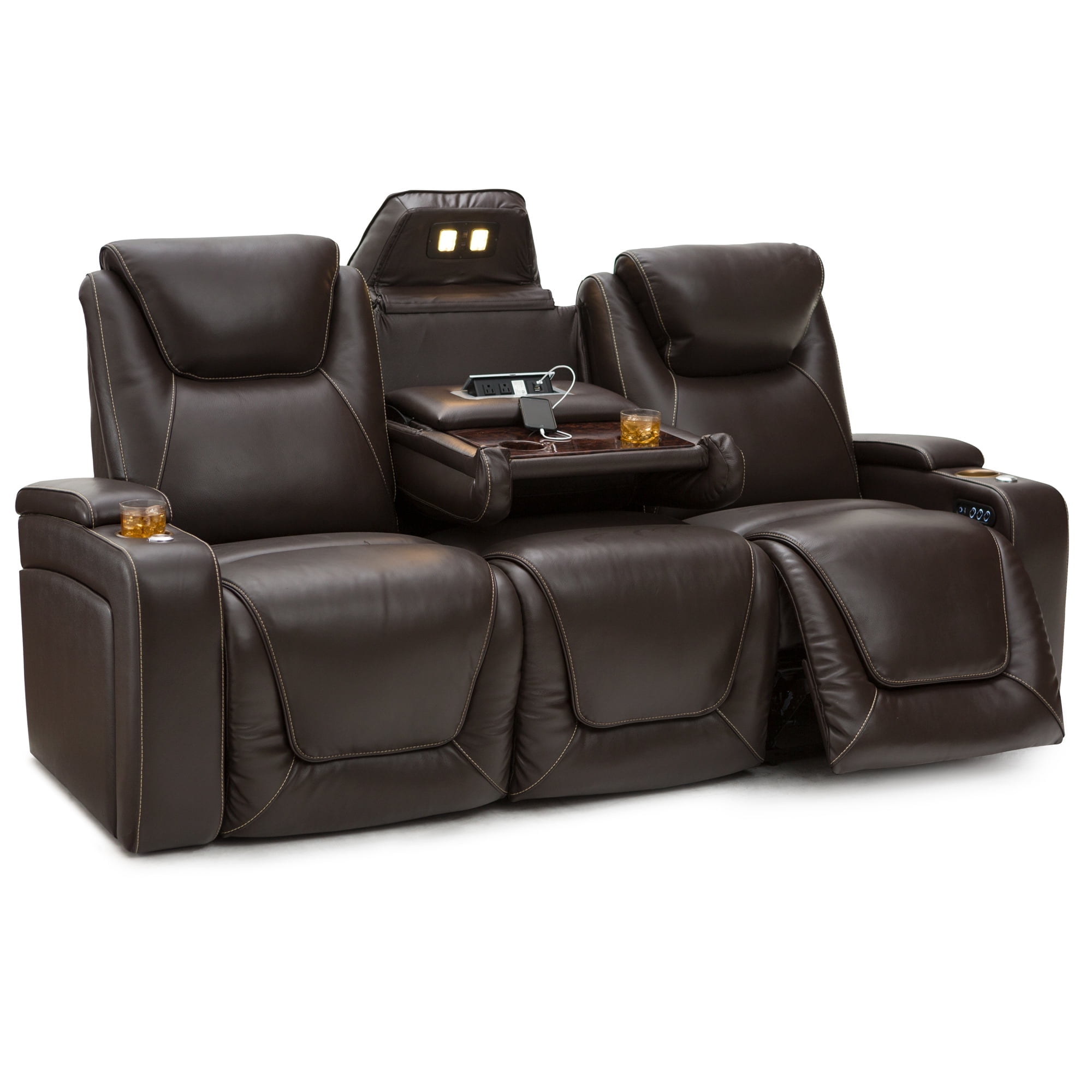 Seatcraft Vienna Italian Leather Sofa, Powered Headrest, Powered Lumbar ...