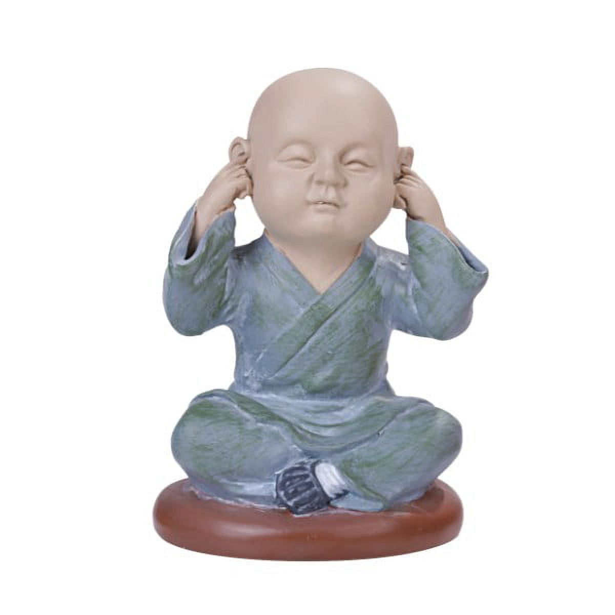 Seated Colorful Joyful Monk Covering Ears Baby Buddha Resin Figurine ...