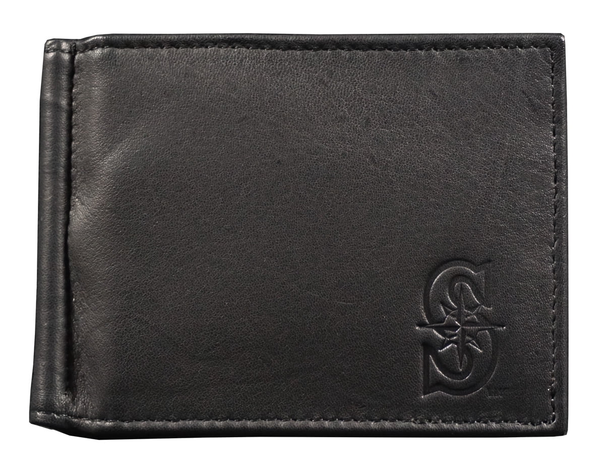 Seattle Baseball Mariners Black Leather RFID Blocking Shield Moneyclip ...