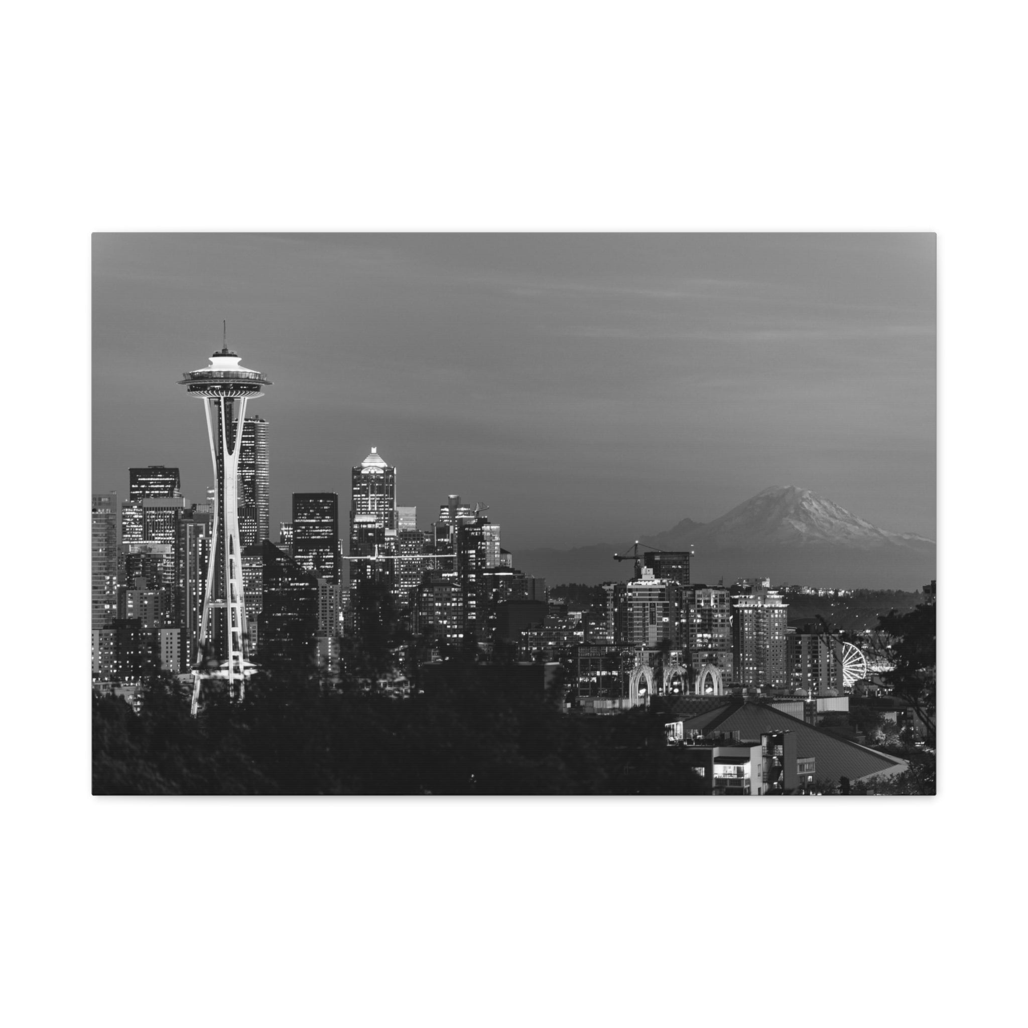 Seattle Black And White Skyline Canvas Artwork Breathtaking Stunning ...