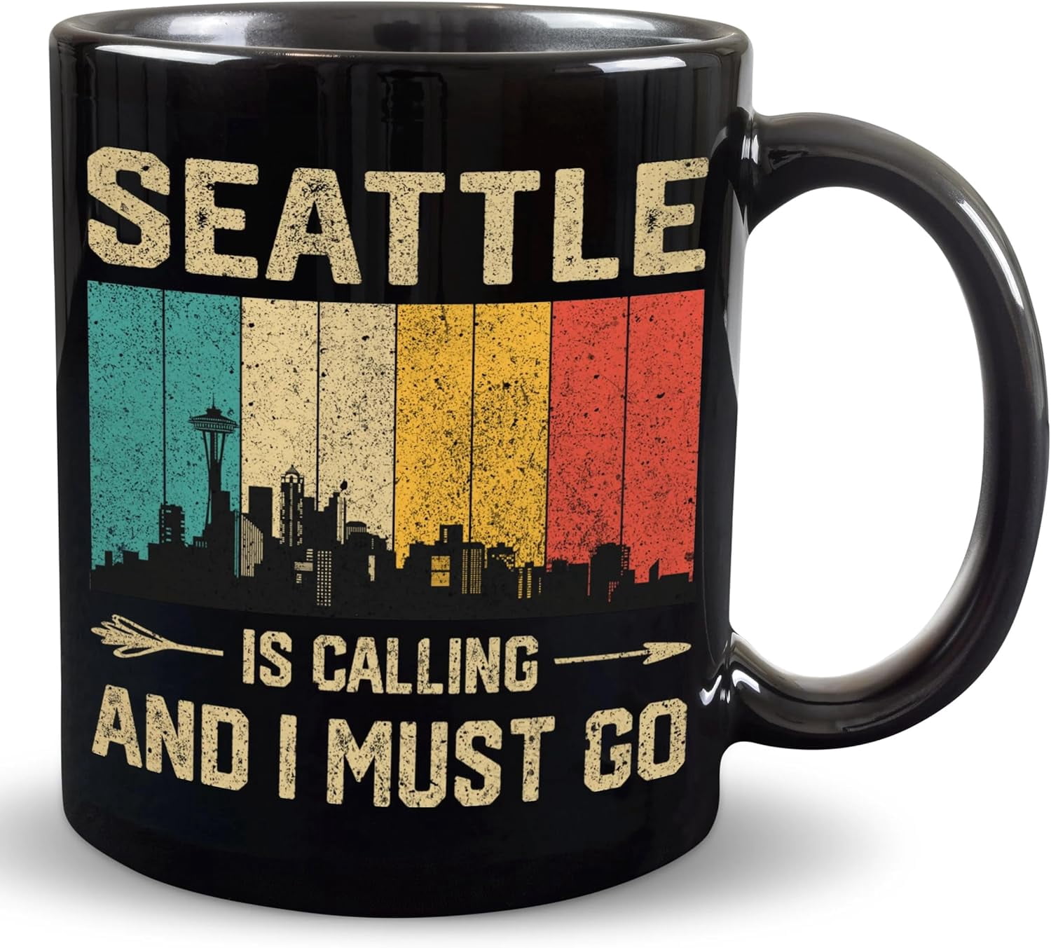 Seattle Black Mug 11oz, Vintage Seattle Skyline Coffee Cup, Seattle ...