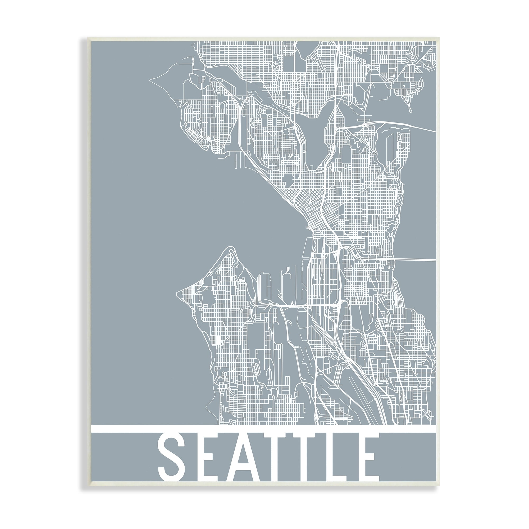 Seattle City Street Map Geometric Transportation Grid Washington 13 in ...