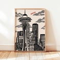 Seattle City Vintage Print Retro Space Needle Poster Washington Wall ...