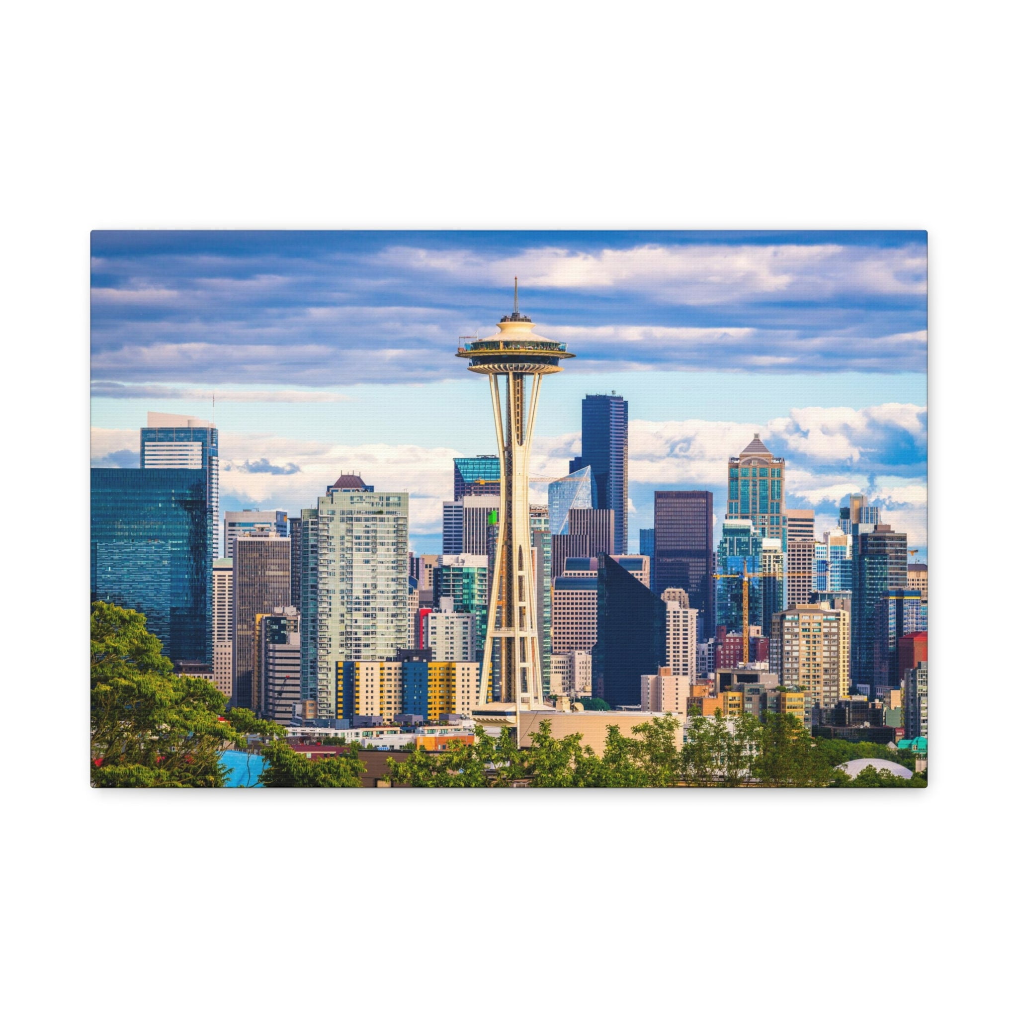 Seattle Daytime Skyline Canvas Artwork Breathtaking Stunning Cityscape ...