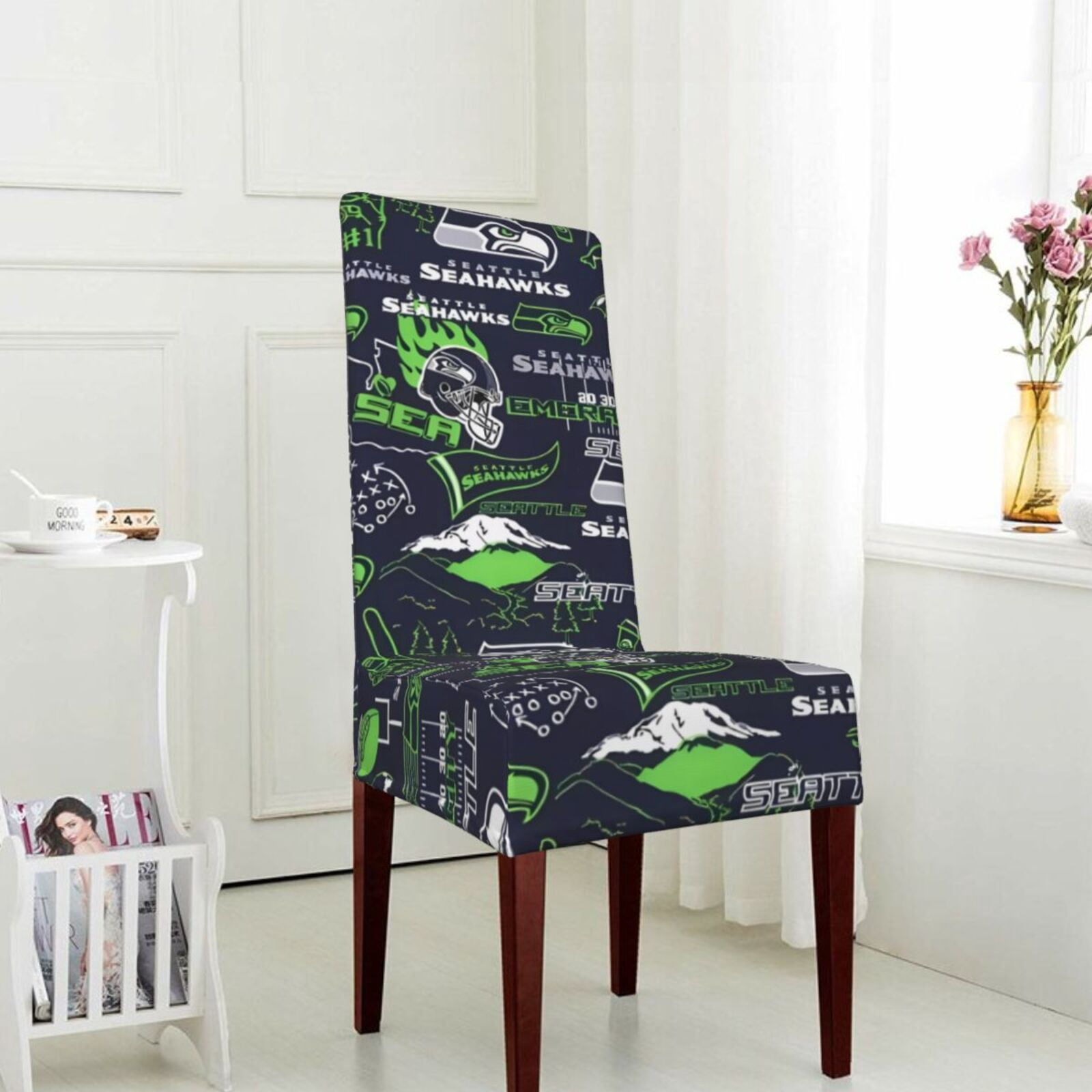 Seattle Detachable Dining Chair Covers, Football Team Theme Fan Stretch ...