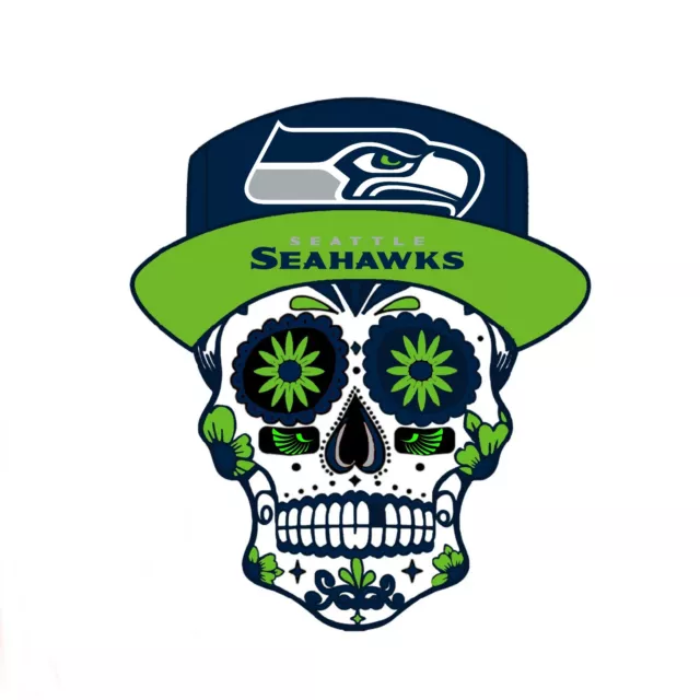 Seattle Fans Sugar Skull Sticker - Sticker For Seahawks Fans Phone ...