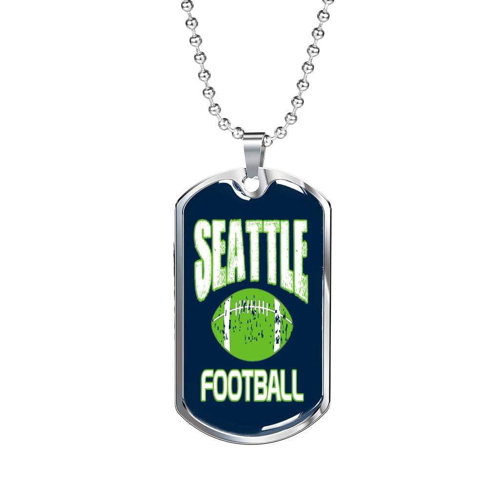 Seattle Football Fan Necklace Stainless Steel or 18k Gold Dog Tag 24 ...