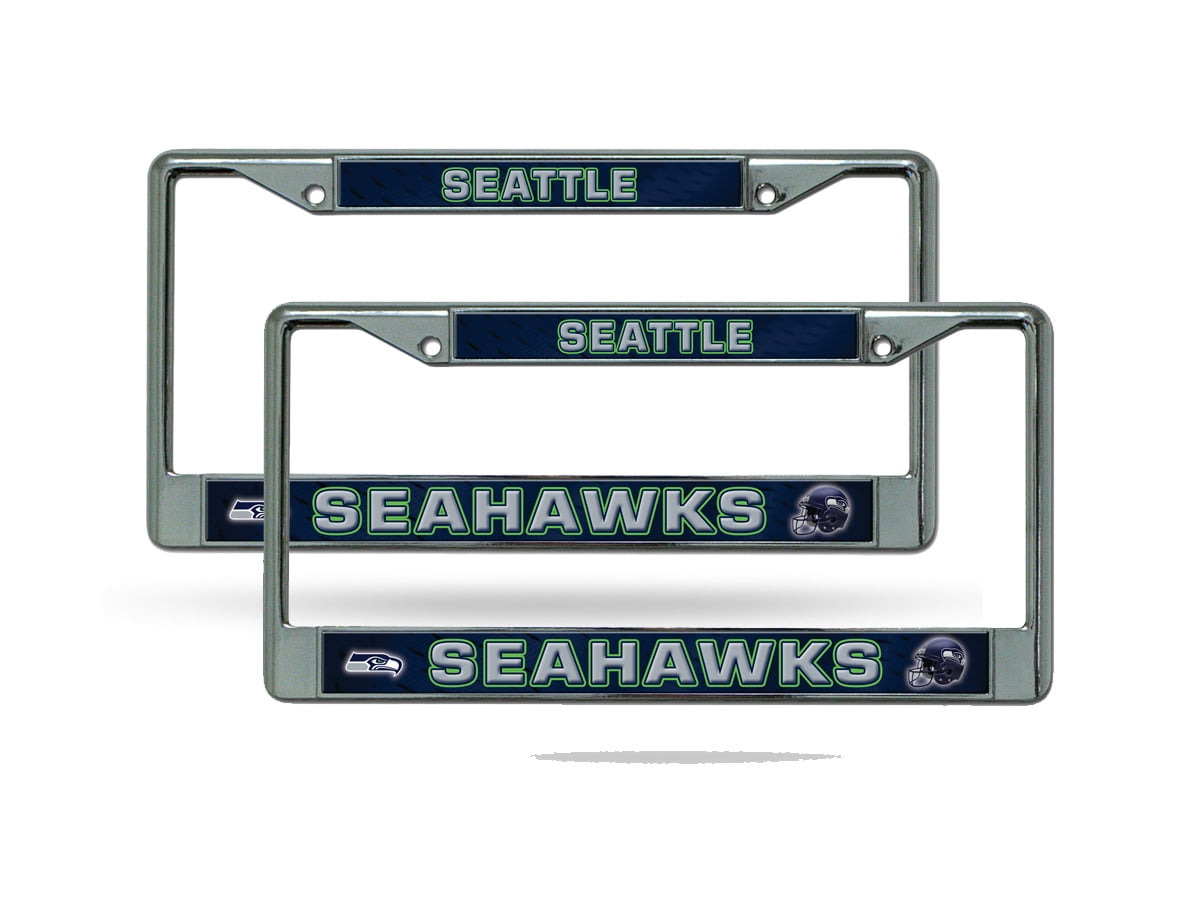 Seattle Football Seahawks Chrome Metal (2) License Plate Frame Set ...