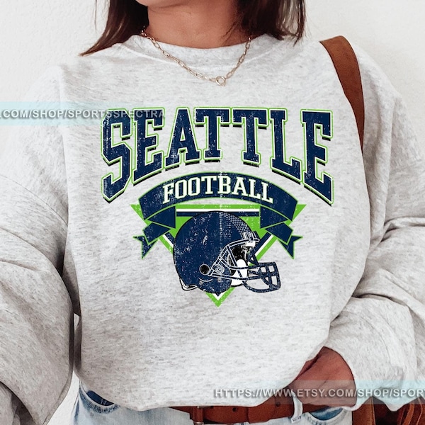 Seattle Football Vintage Swea ,Seattle Seahawk Football Crewneck Swea ...