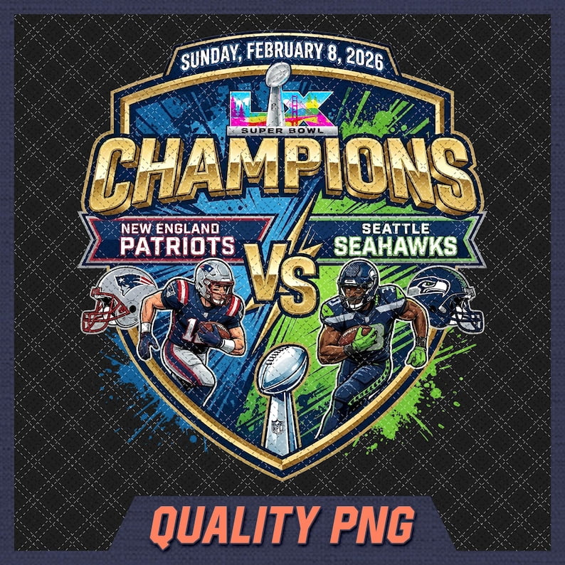Seattle Football vs New England Football Big Game Championship Poster ...