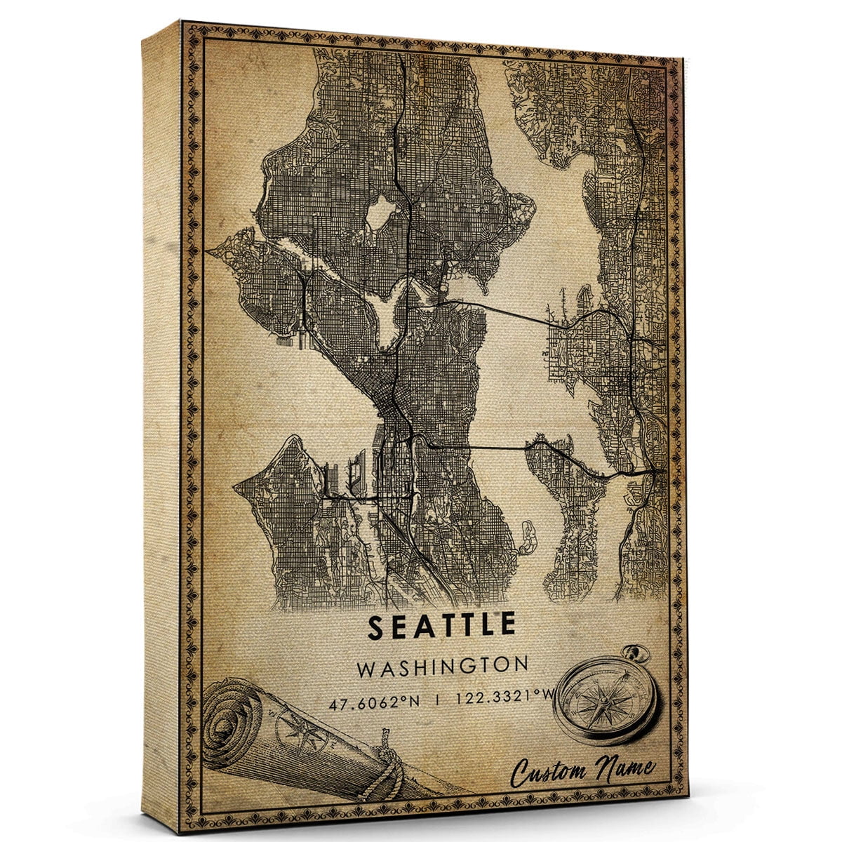Seattle Map Poster, Washington Map Art Poster, Canvas, Seattle Map City ...