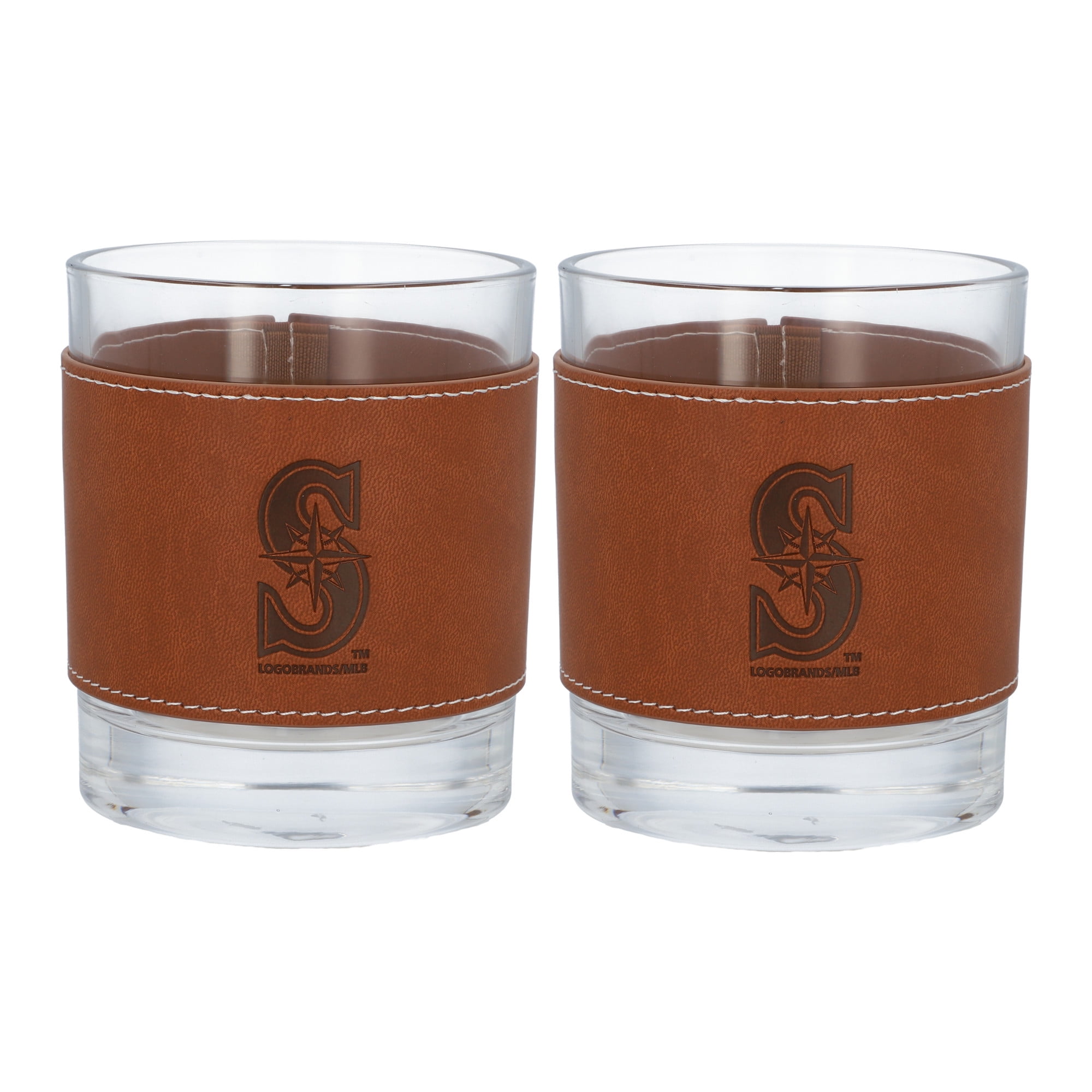 Seattle Mariners 2-Pack 12oz Rocks Glass with Leather Wrap - Walmart.com