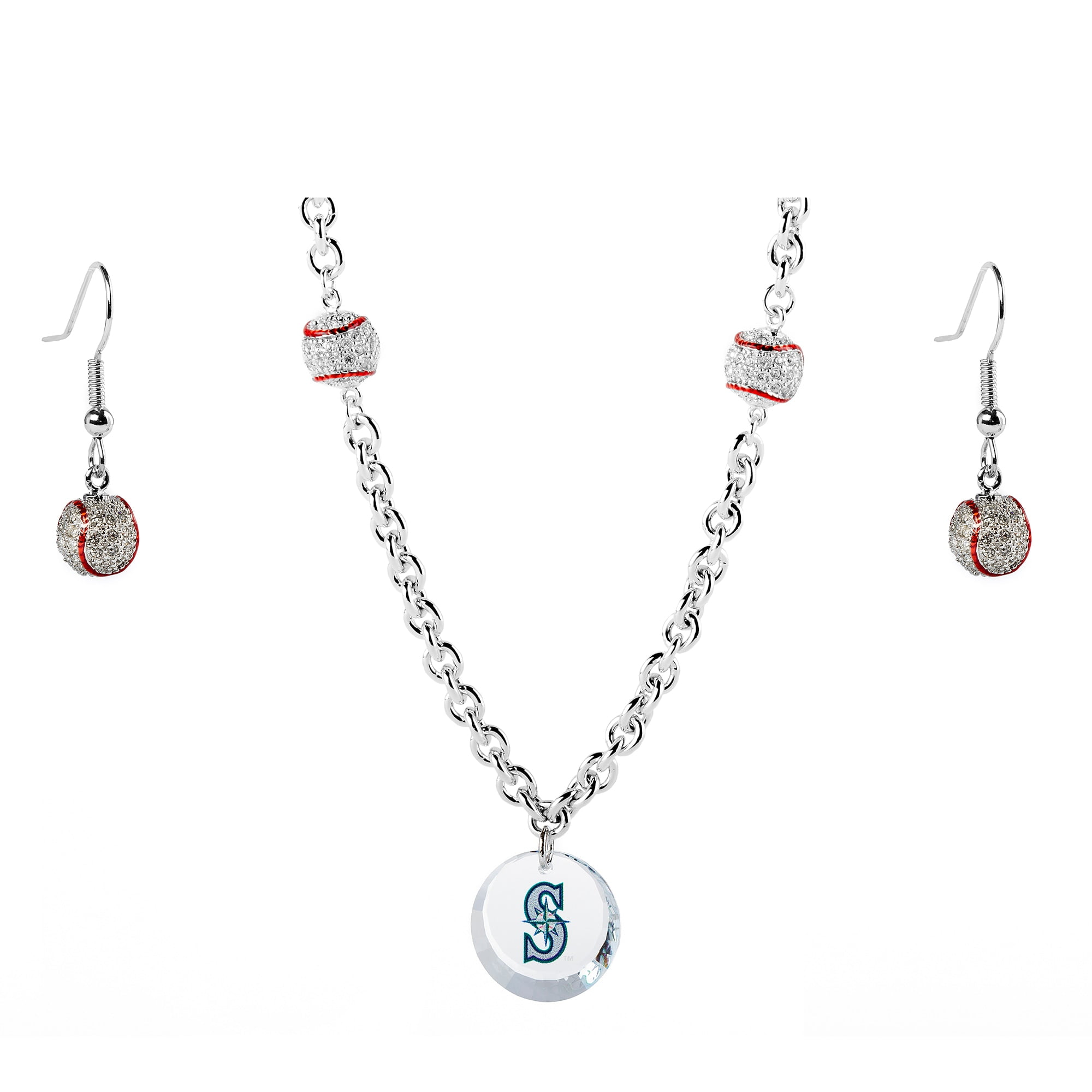 Seattle Mariners Crystals from Swarovski Baseball Necklace & Earrings ...