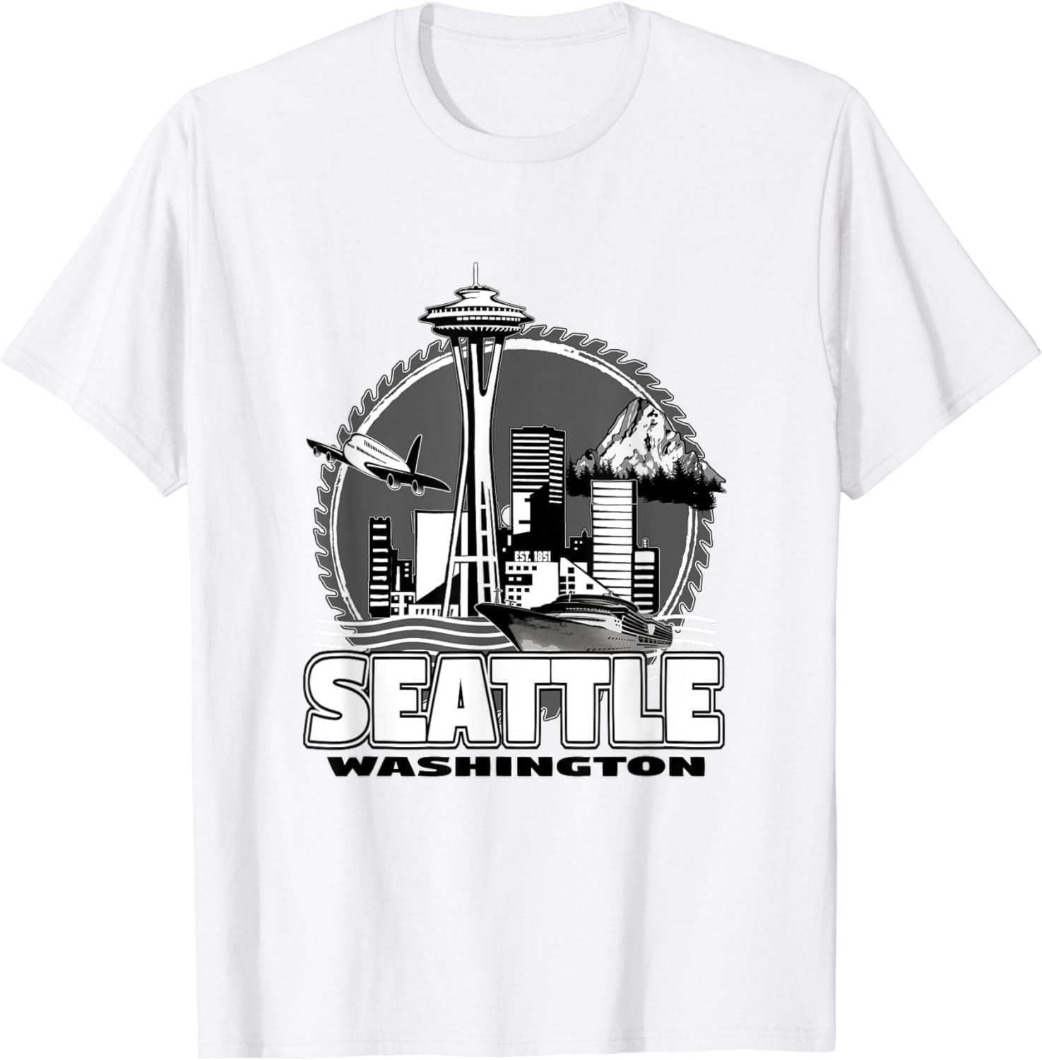 Seattle Pacific Northwest Emerald City Space-Needle Souvenir T-Shirt ...