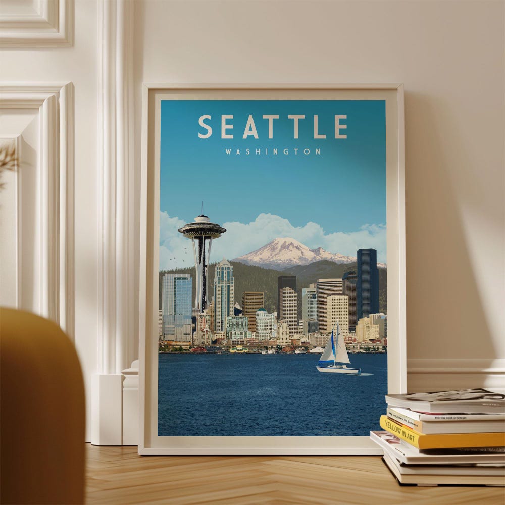 Seattle Poster Print Seattle Washington State Wall Art Home Decor ...