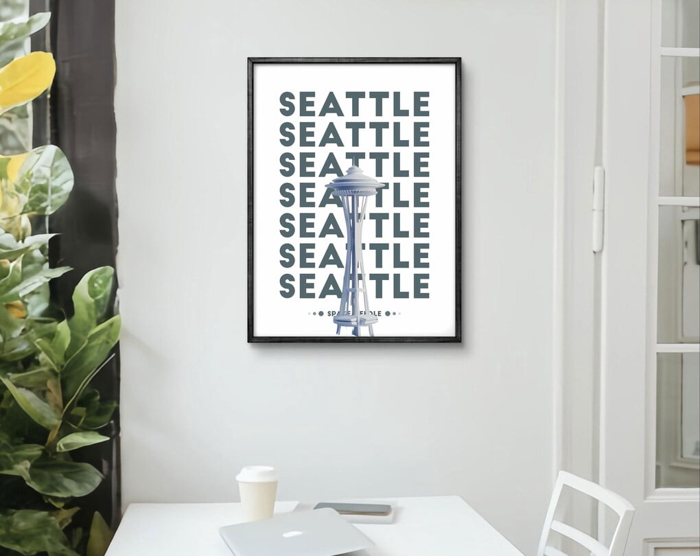 Seattle Poster, Space Needle Wall Art, Modern Download Poster ...