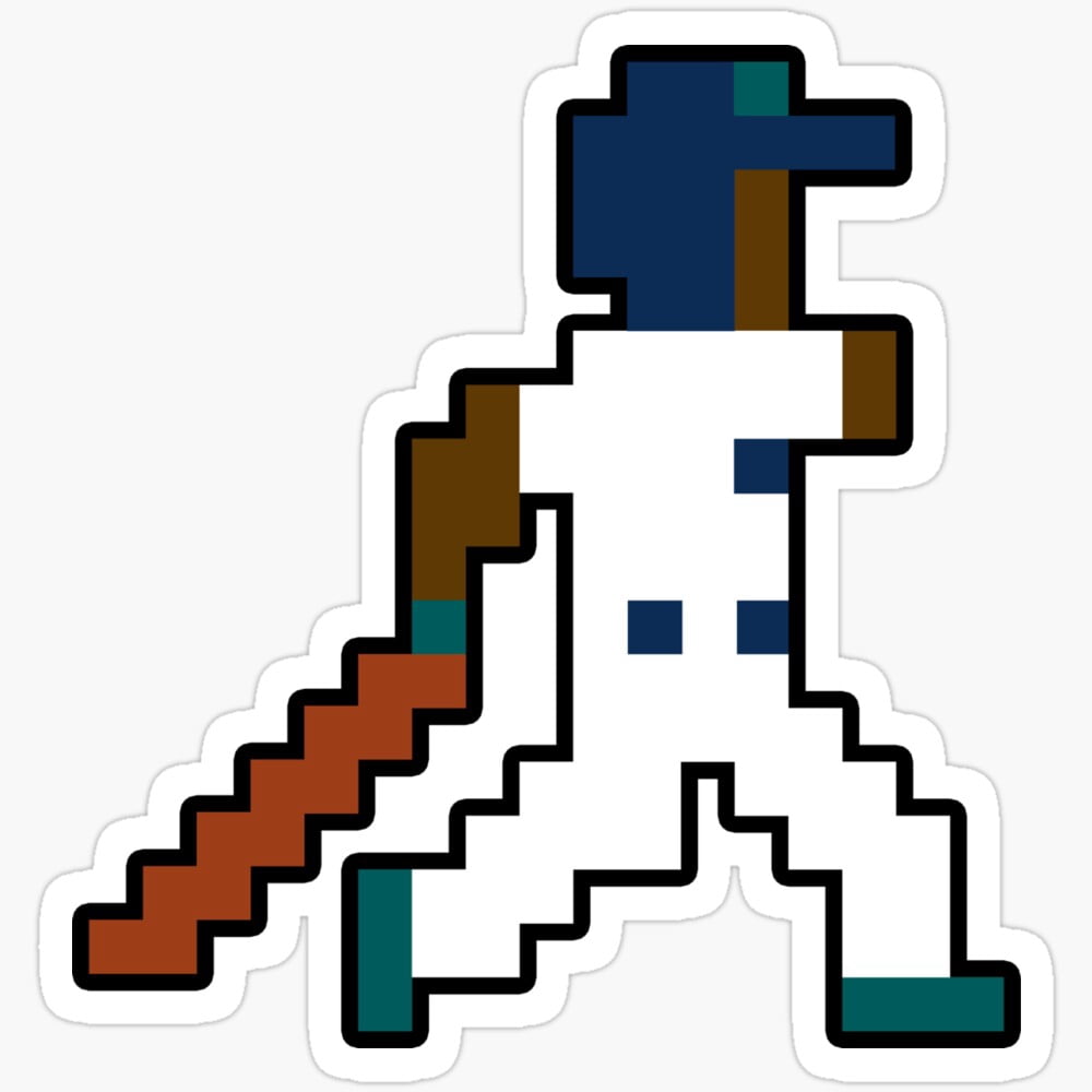 Seattle Retro Pixel Baseball Player Sticker Phone Decal Water Bottle ...