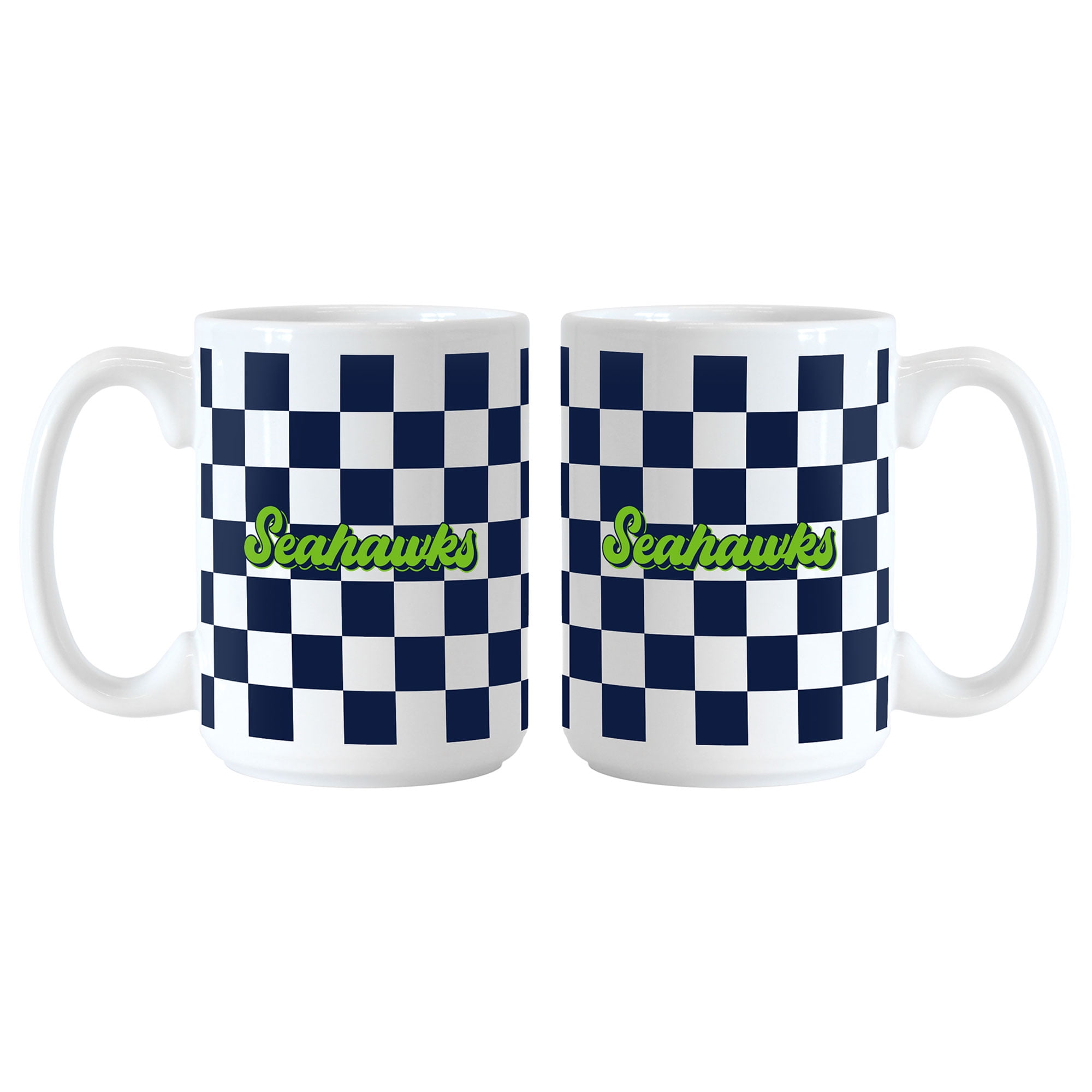 Seattle Seahawks 2-Pack 15oz. Checkered Wordmark Mug Set - Walmart.com