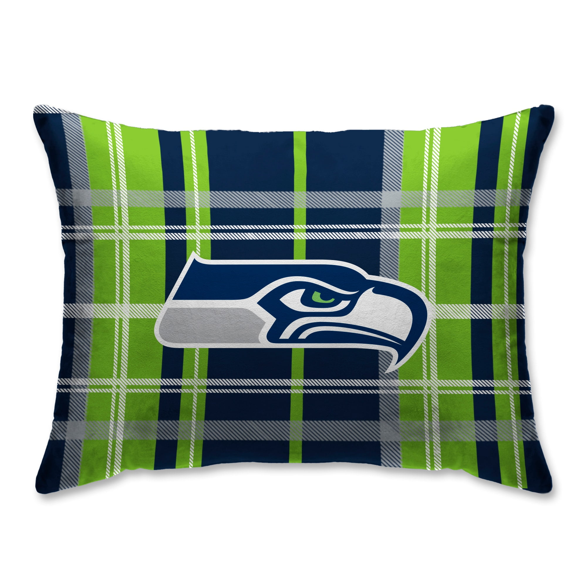 Seattle Seahawks Plaid Plush Sherpa Bed Pillow - Blue - Walmart.com
