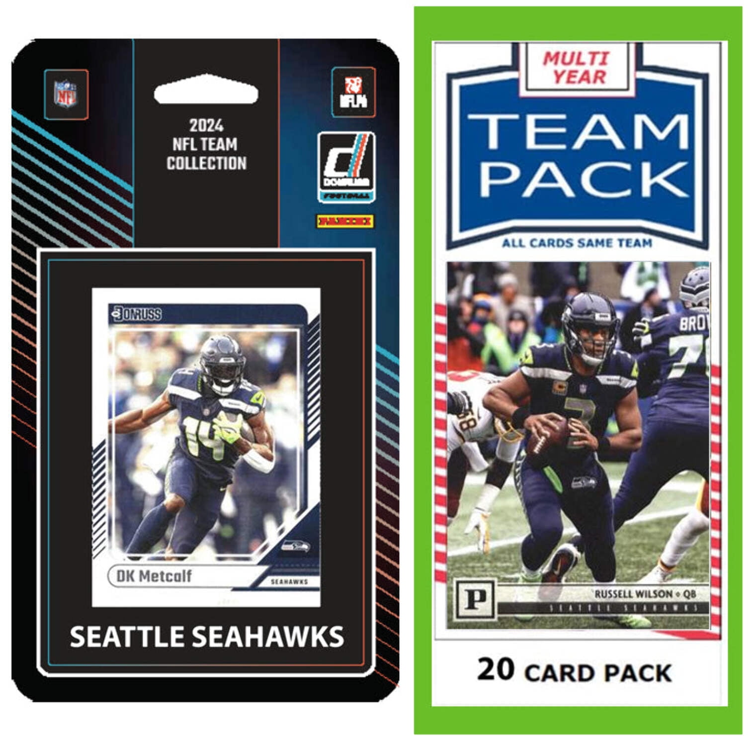 Seattle Seahawks Team Pack 20 Cards Russel Wilson + 2024 Donruss Team ...