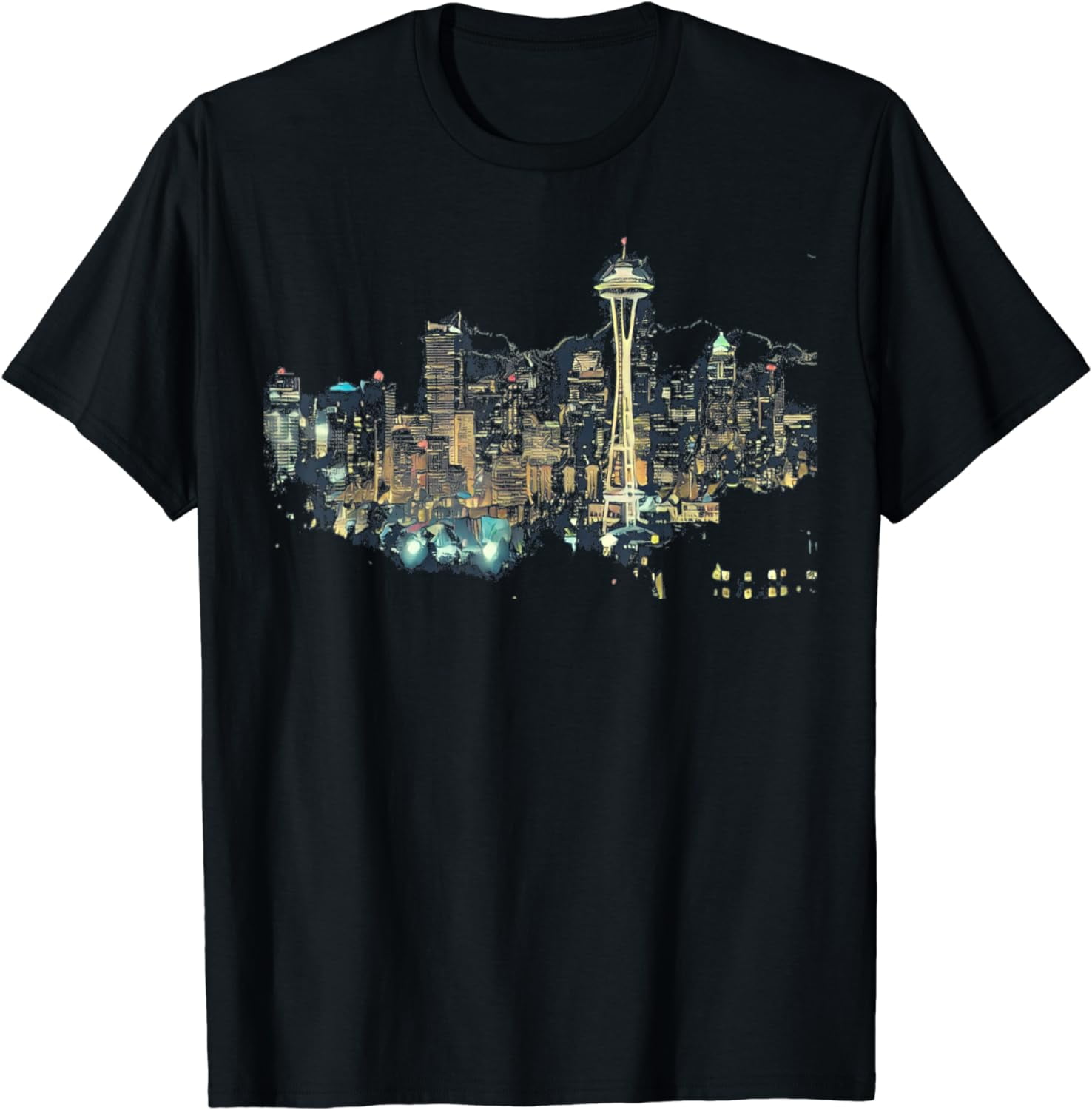 Seattle Skyline At Night Washington City Light T-Shirt - Walmart.com