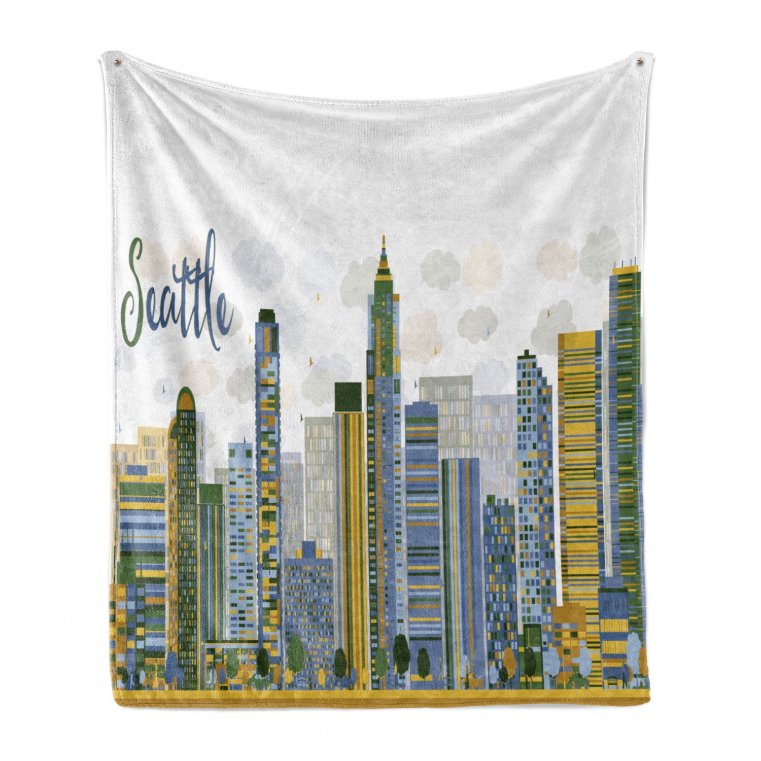 Seattle Skyline Soft Flannel Fleece Blanket, Computer Graphics Layout ...