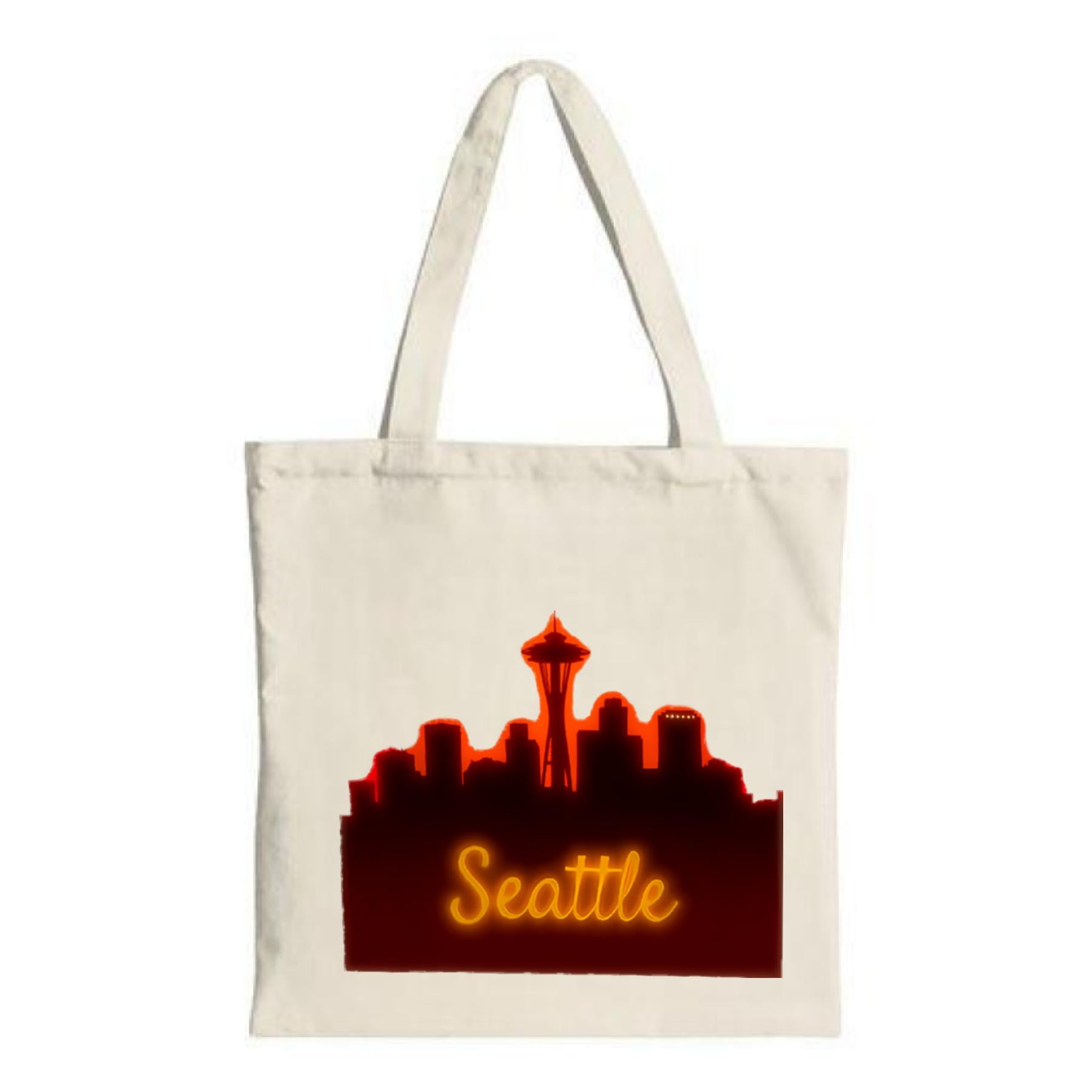 Seattle Skyline Tote Bag - Canvas Neon ' Seattle ' Design Space ...