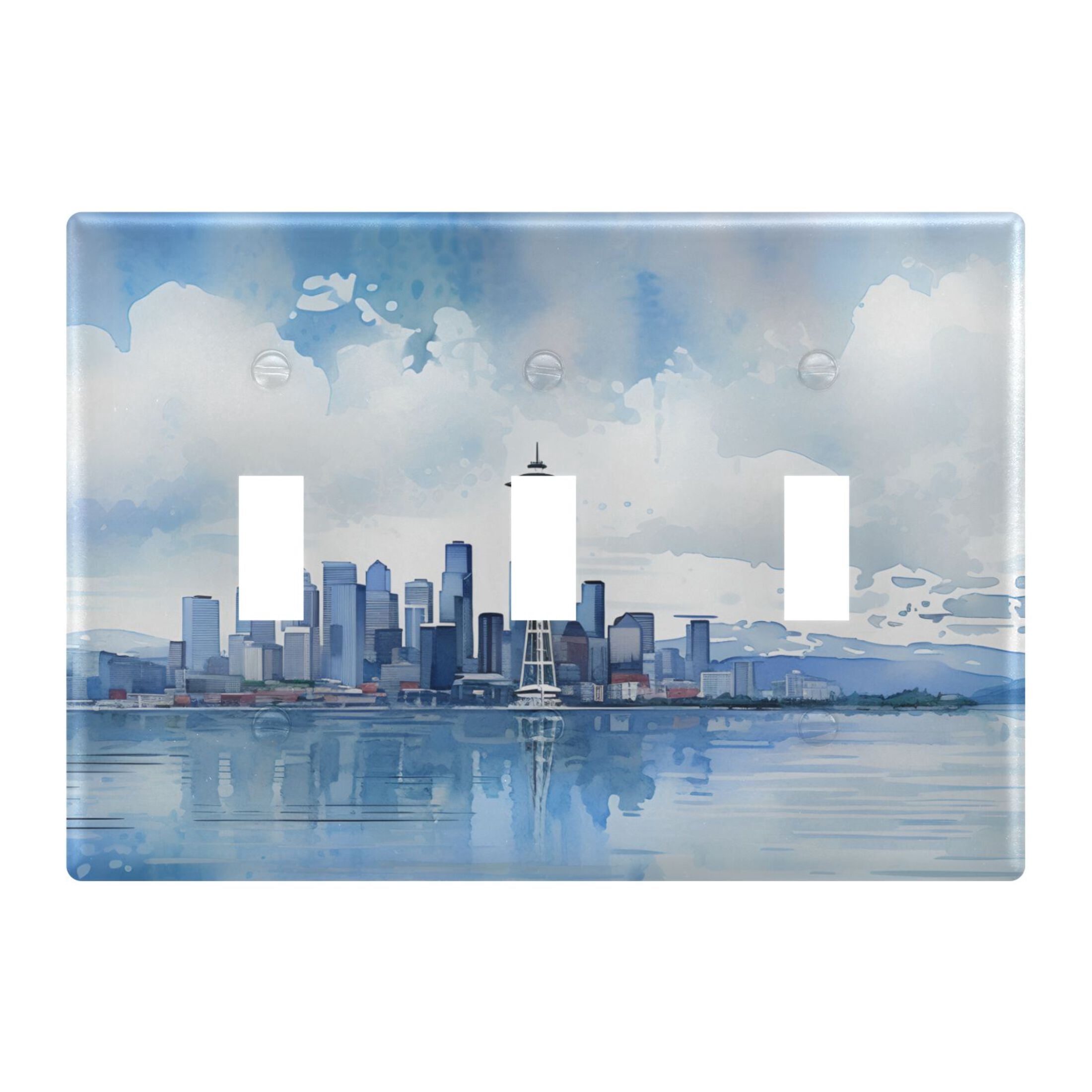 Seattle Skyline and Cloud Light Switch Plate Covers 3 Gang Wall Plate ...
