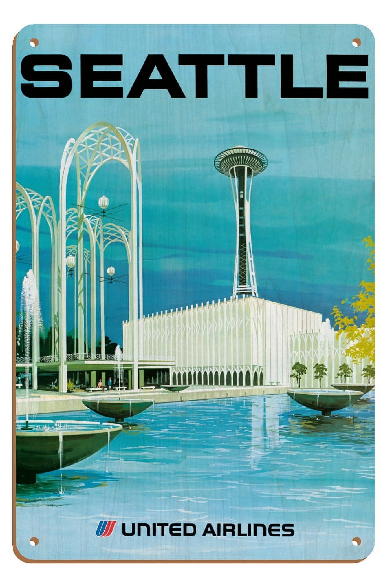 Seattle - Space Needle and Seattle Center - United Airlines - Vintage ...
