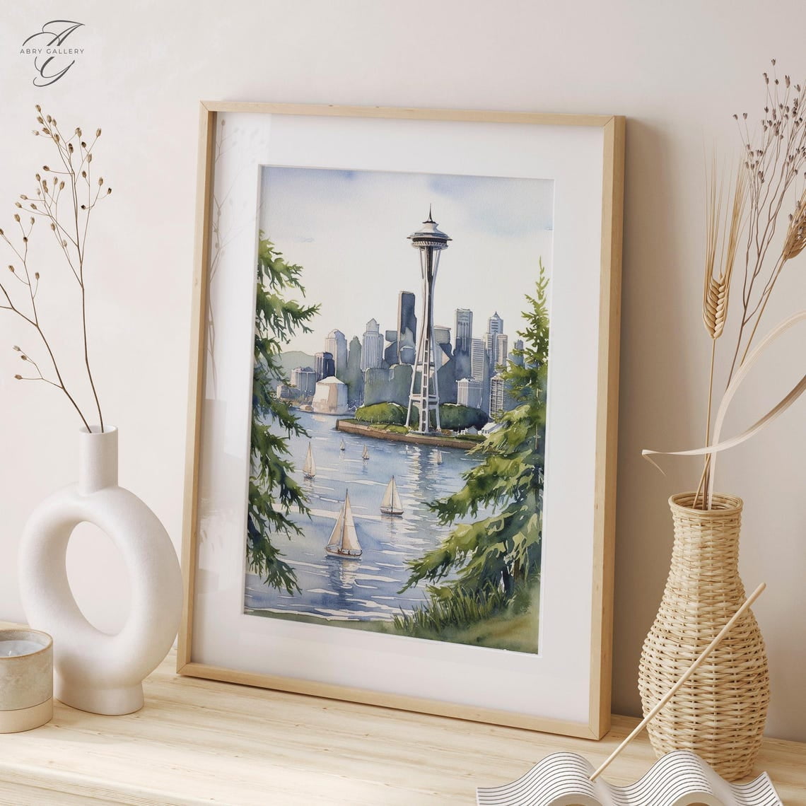 Seattle Space Needle Poster: Pacific Northwest Skyline Art, Unframed ...