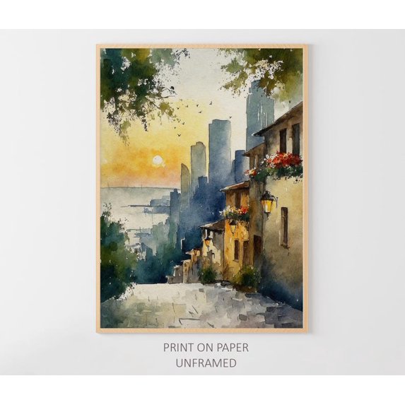 Seattle Sunset Poster: Golden Hour Cityscape Wall Art, Unframed Poster ...