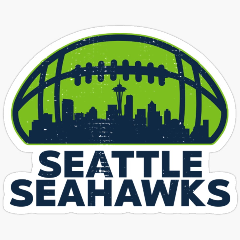 Seattle Super Seahawks Sonics Faded Distressed Football Skyline Sticker ...
