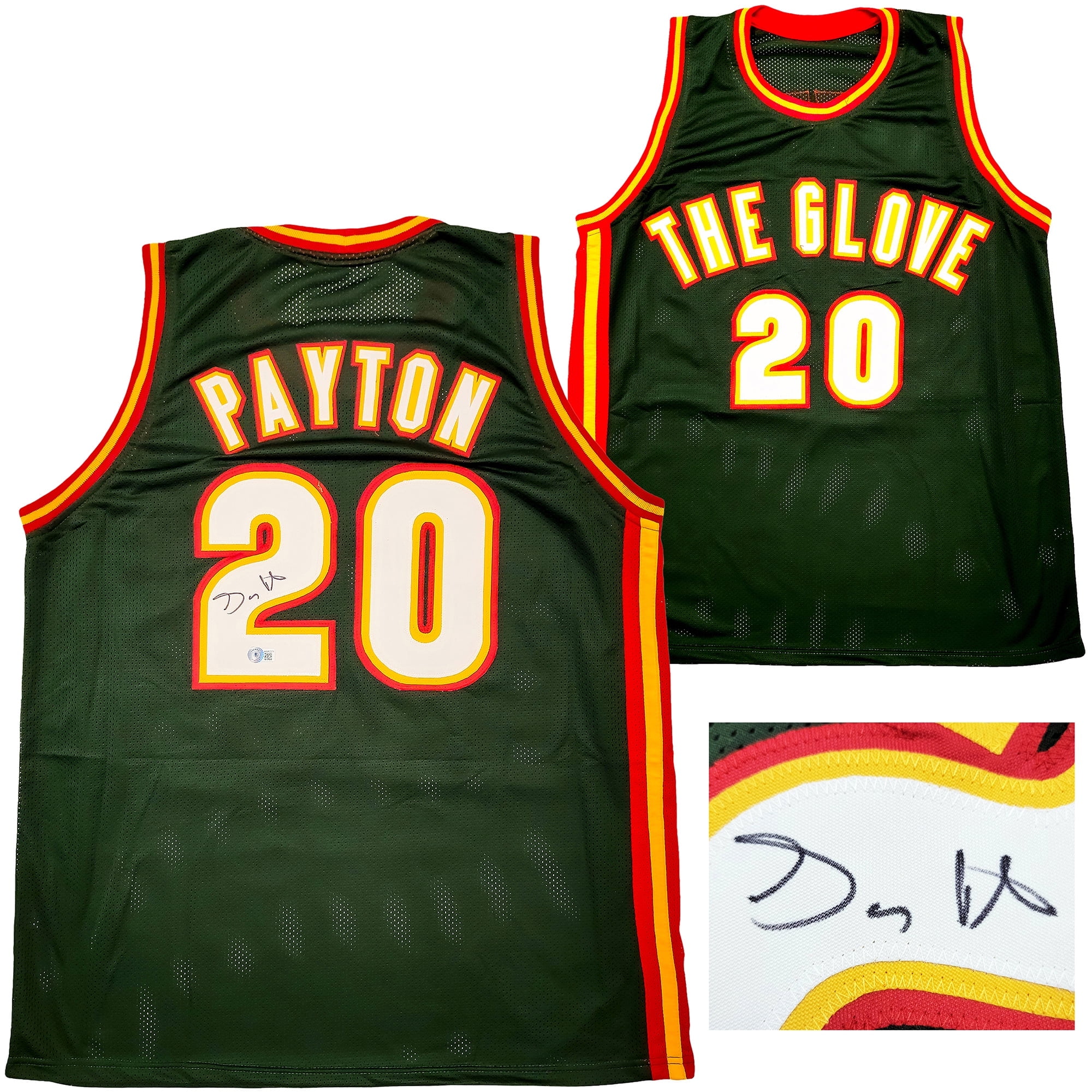 Seattle Supersonics Gary Payton Autographed Dark Green & Red Jersey ...