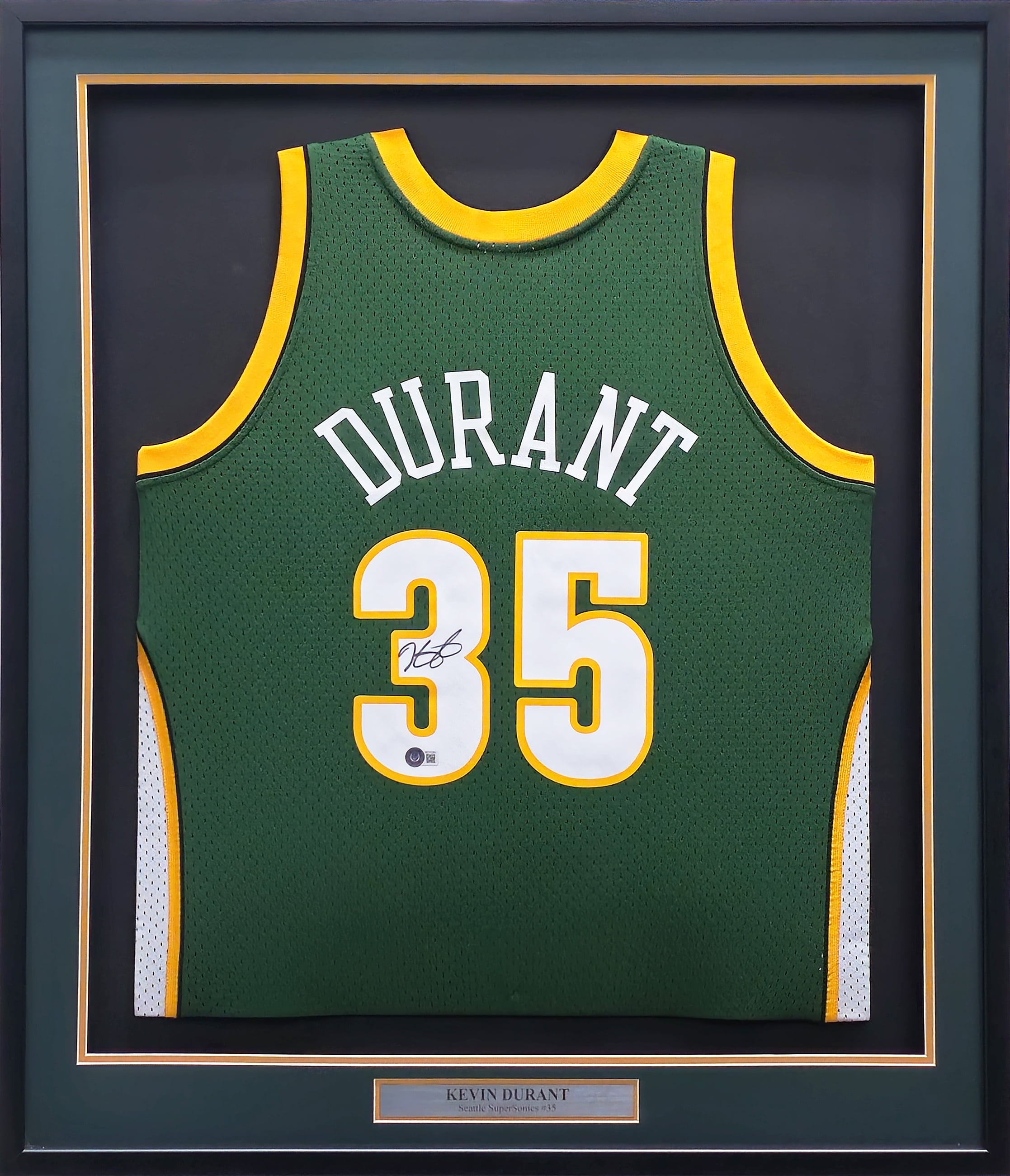 Seattle Supersonics Kevin Durant Autographed Framed Green Authentic ...